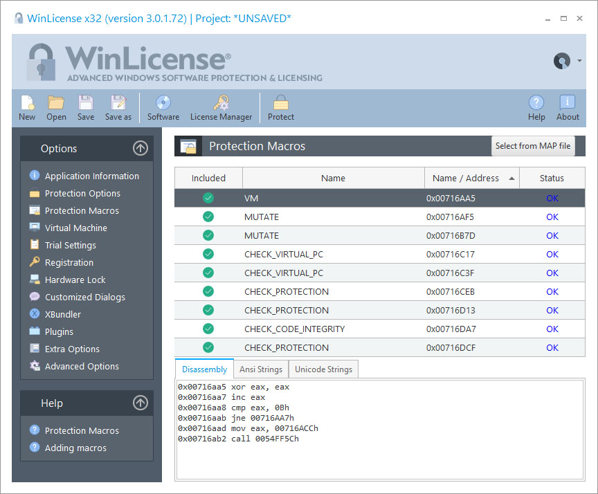 WinLicense Protecting An Application Protection Macros